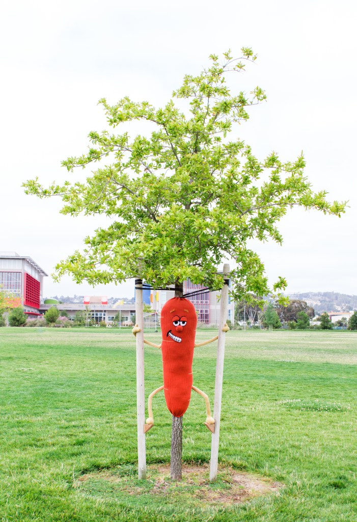 Rooty the Stilt-Walking Carrot Yarnbomb | KNITS FOR LIFE