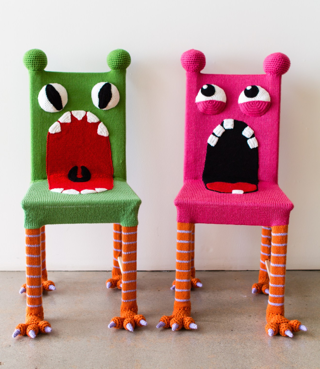 Yarn Bombed Monster Chairs | KNITS FOR LIFE